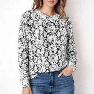 Minnie Rose | Sweaters | Minnie Rose Cotton Cashmere Snake Print Knit ...